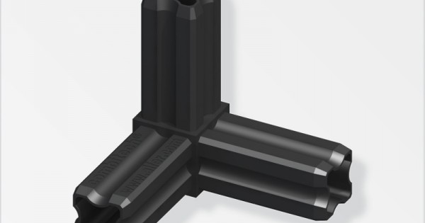 PVC 3 Way Corner Connector 23.5mm Black ProSolve